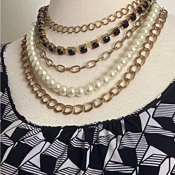 Jewelry | Offer Elegant 5 Strand Necklace Statement Piece Large Faux ...